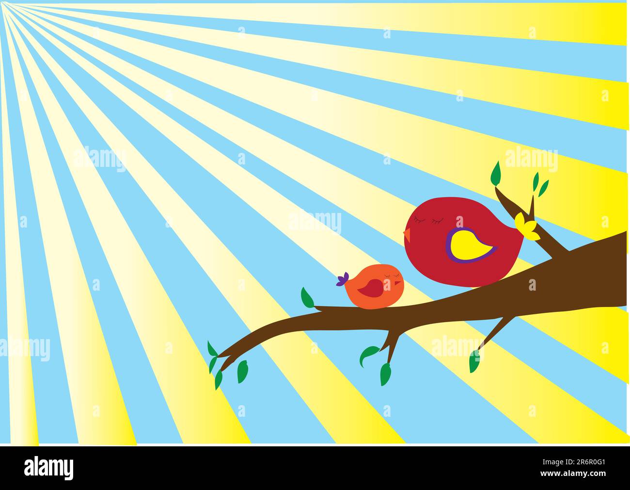 vector illustration of two birds in sun beams Stock Vector Image & Art ...