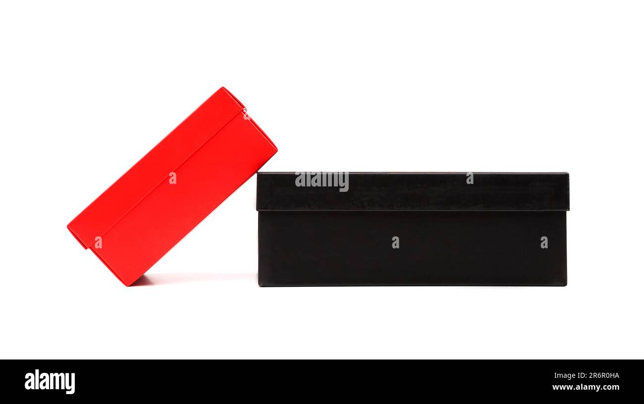 Two box, red and black on the white background Stock Photo - Alamy