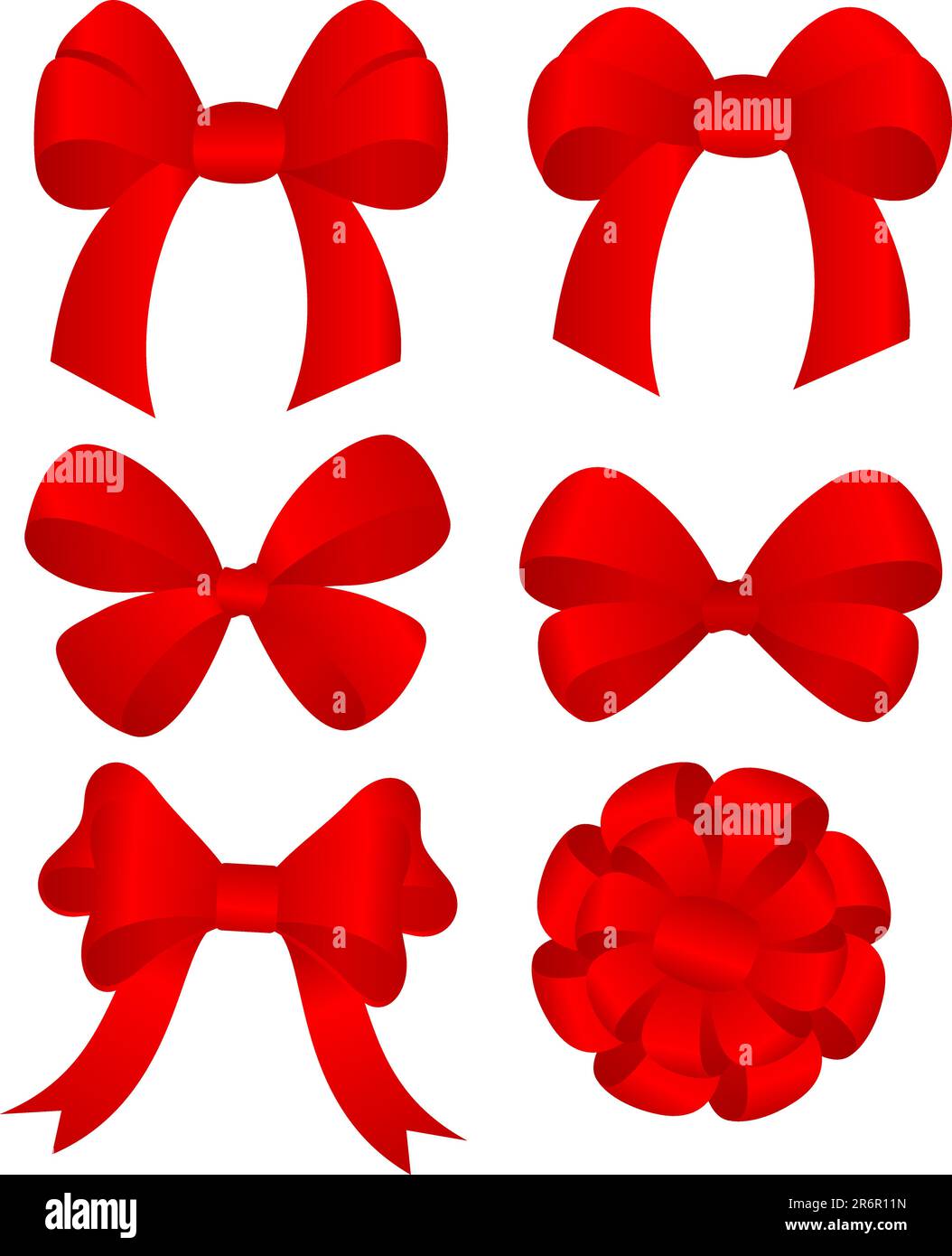 Set of celebratory red bows. Vector illustration, isolated on a white ...