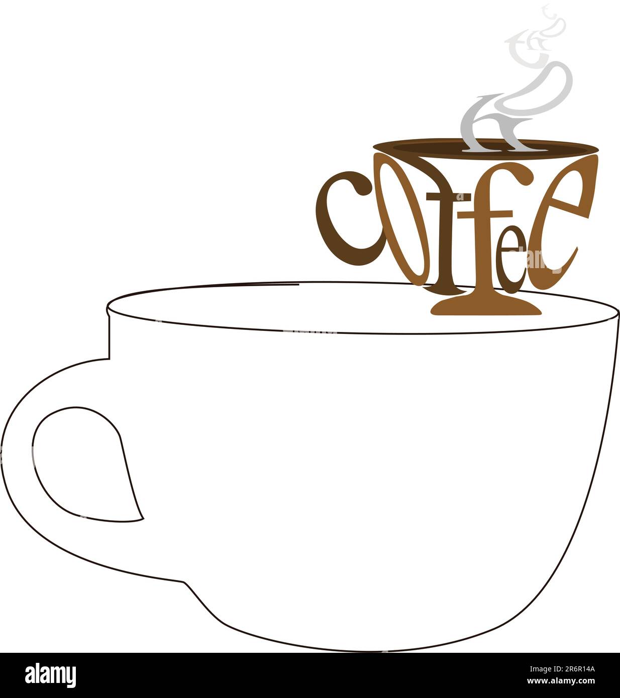 illustration of coffee cup and smoke with text on isolated background ...