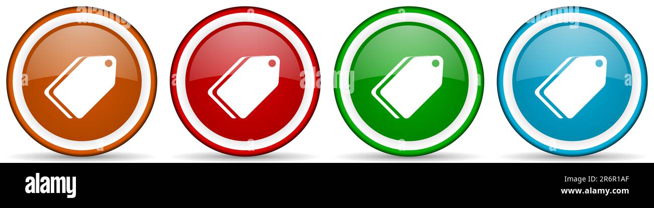 Label ticket glossy icons, set of modern design buttons for web ...