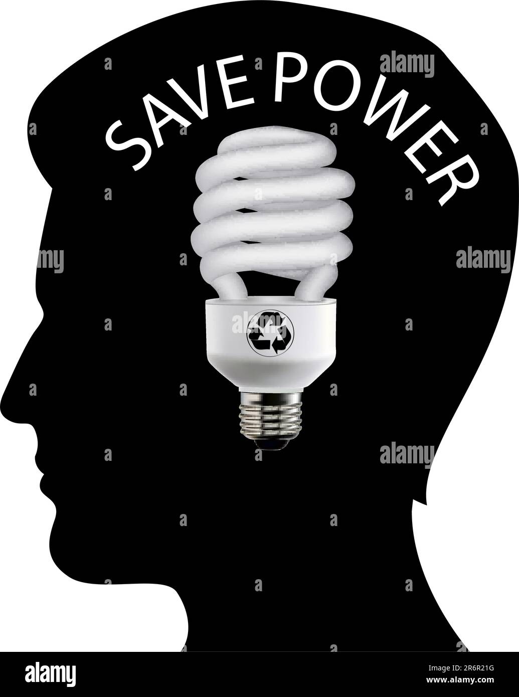 illustration of save power with man's mind on white background Stock ...