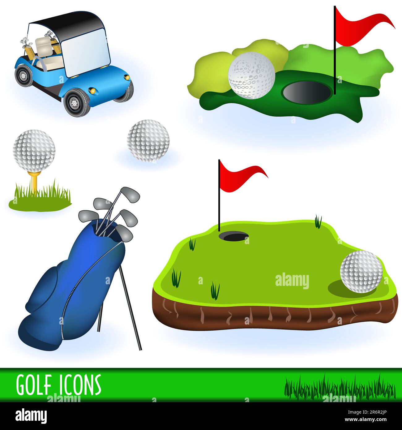 Set of 6 different Golf icons Stock Vector Image & Art - Alamy