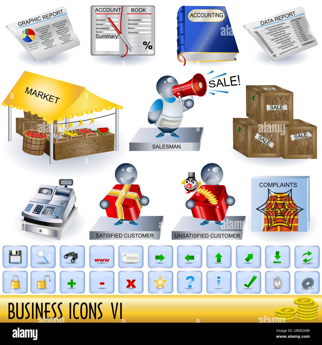 Set of business icons, along with appropriate buttons - part 6 Stock ...