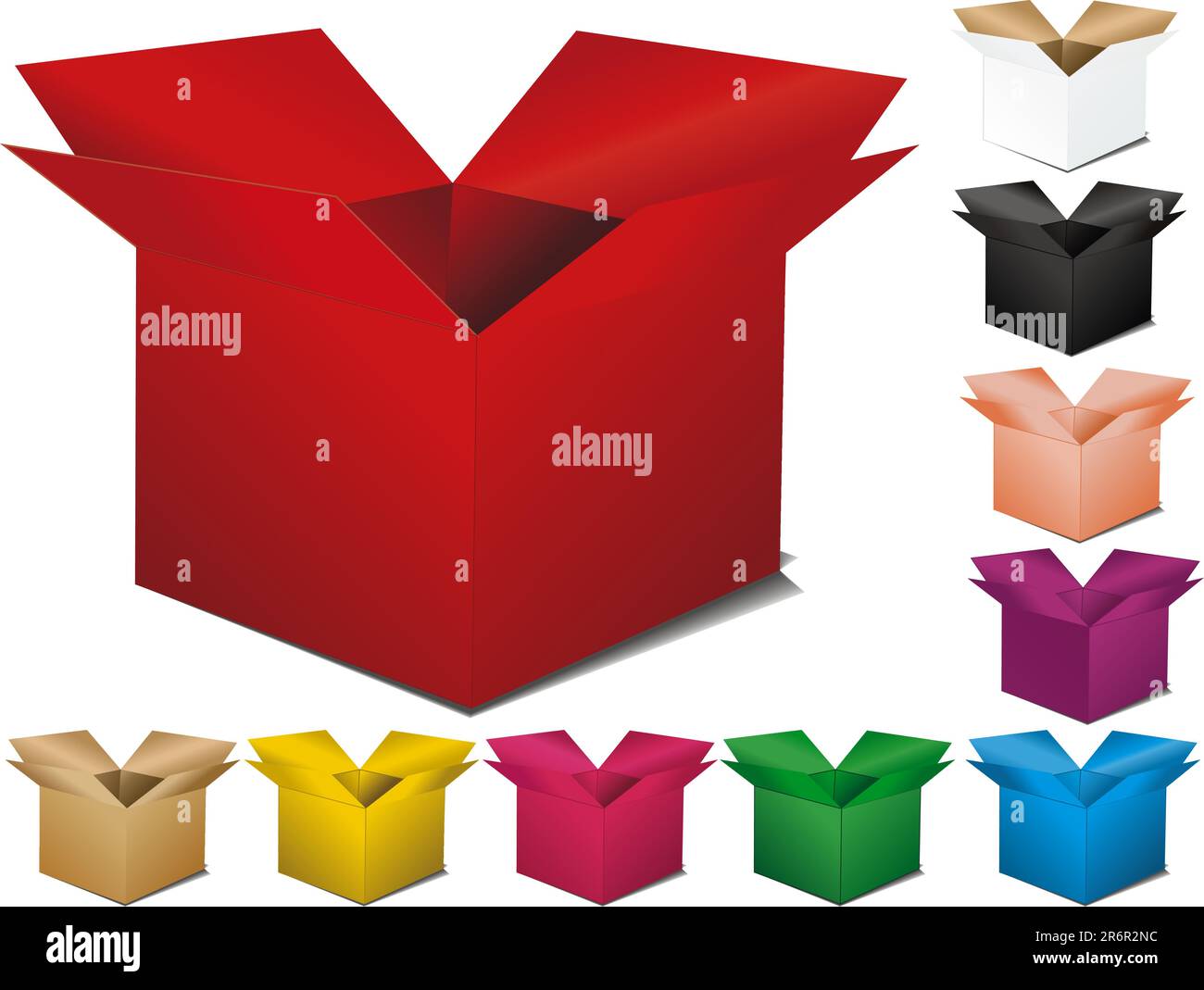 vector color cardboard boxes. Opened and closed Stock Vector Image ...