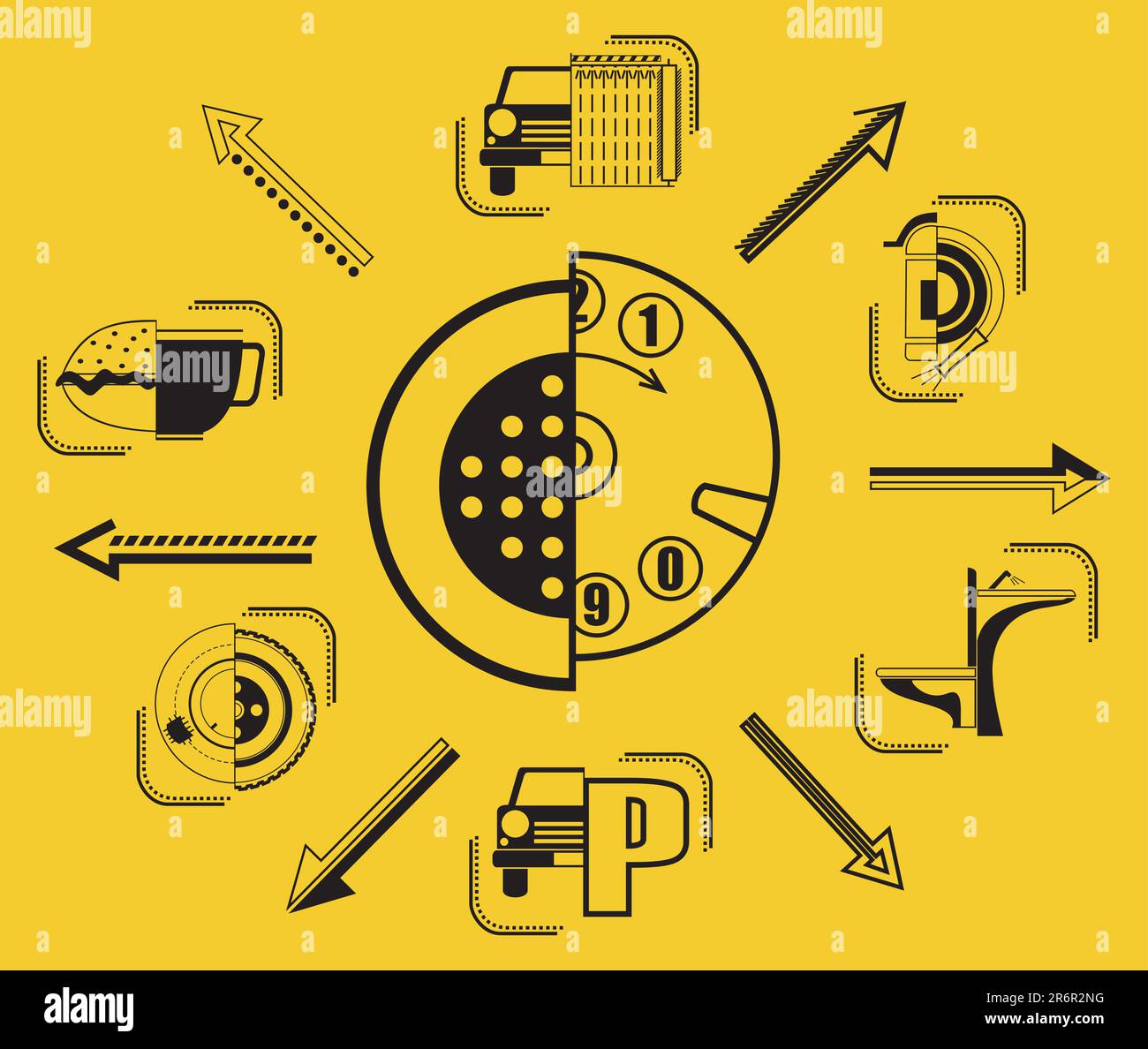 Car station signs, showing services and facilities offered Stock Vector ...