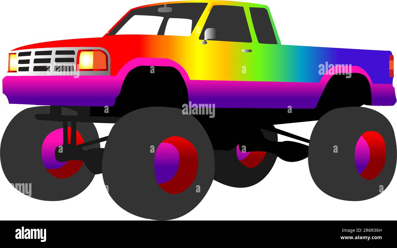 rainbow monster truck, vector illustration Stock Vector Image & Art - Alamy