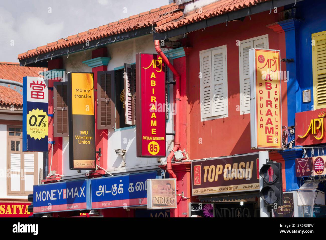 Colorful traditional shophouses in Serangoon Road, Little India ...