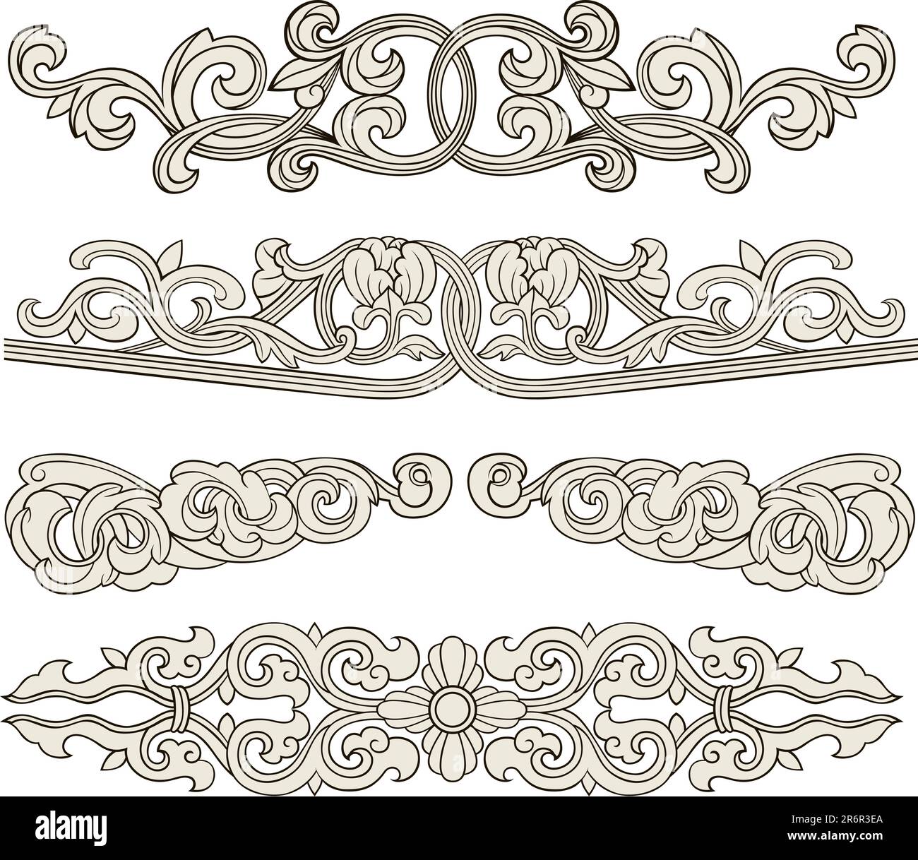Engraved floral design Stock Vector Images - Alamy