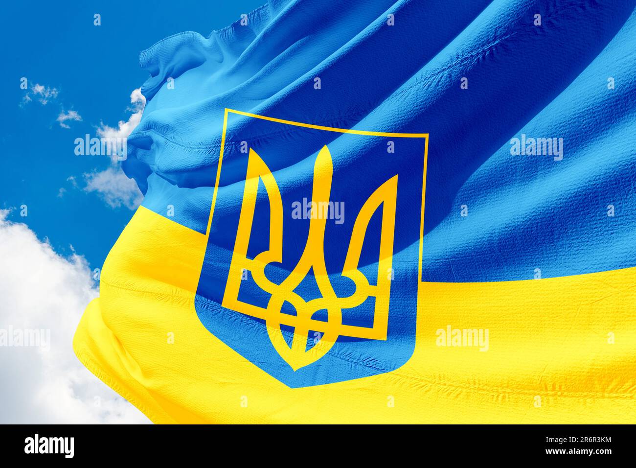 The flag of Ukraine is a banner of two equally sized horizontal bands ...