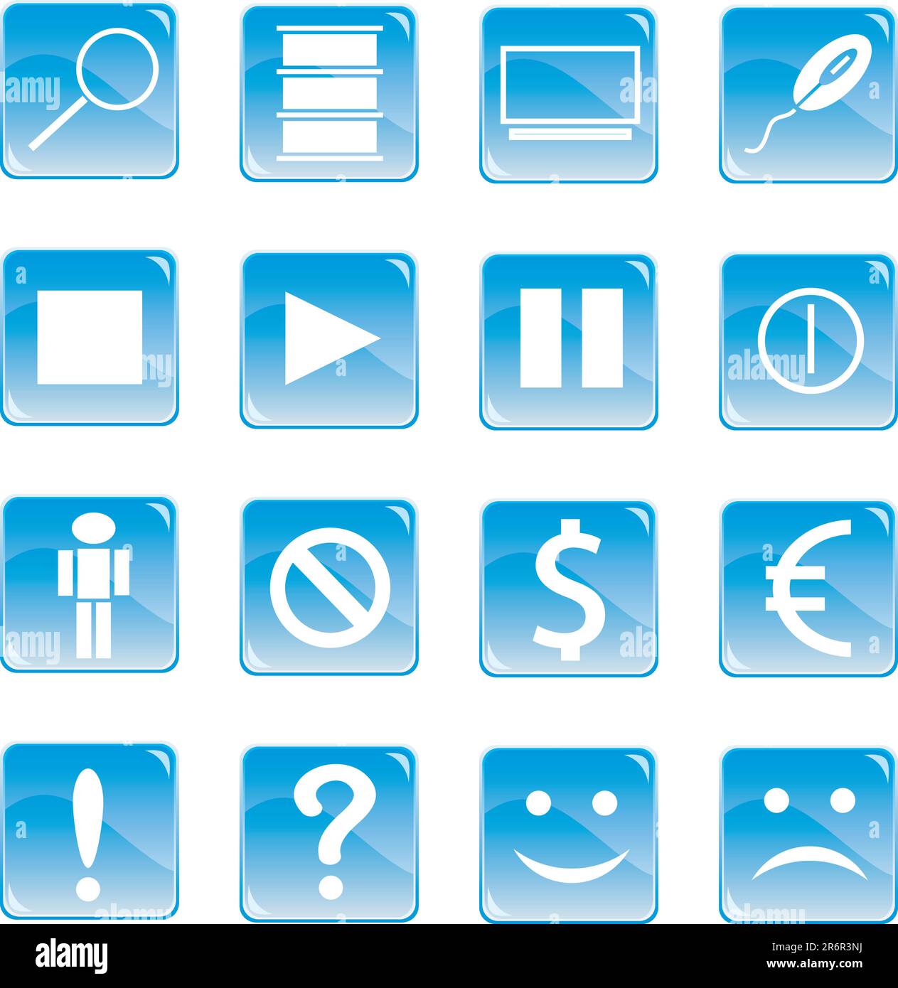 Set of different symbols on smooth dark blue buttons Stock Vector Image ...