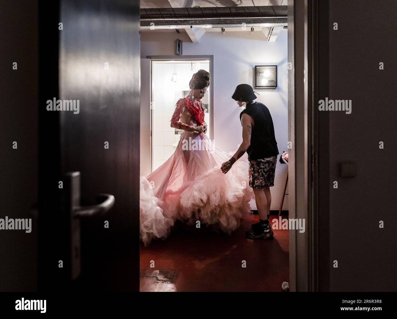 ROTTERDAM - Drag queen Paola Hoffmann waits backstage during the ...