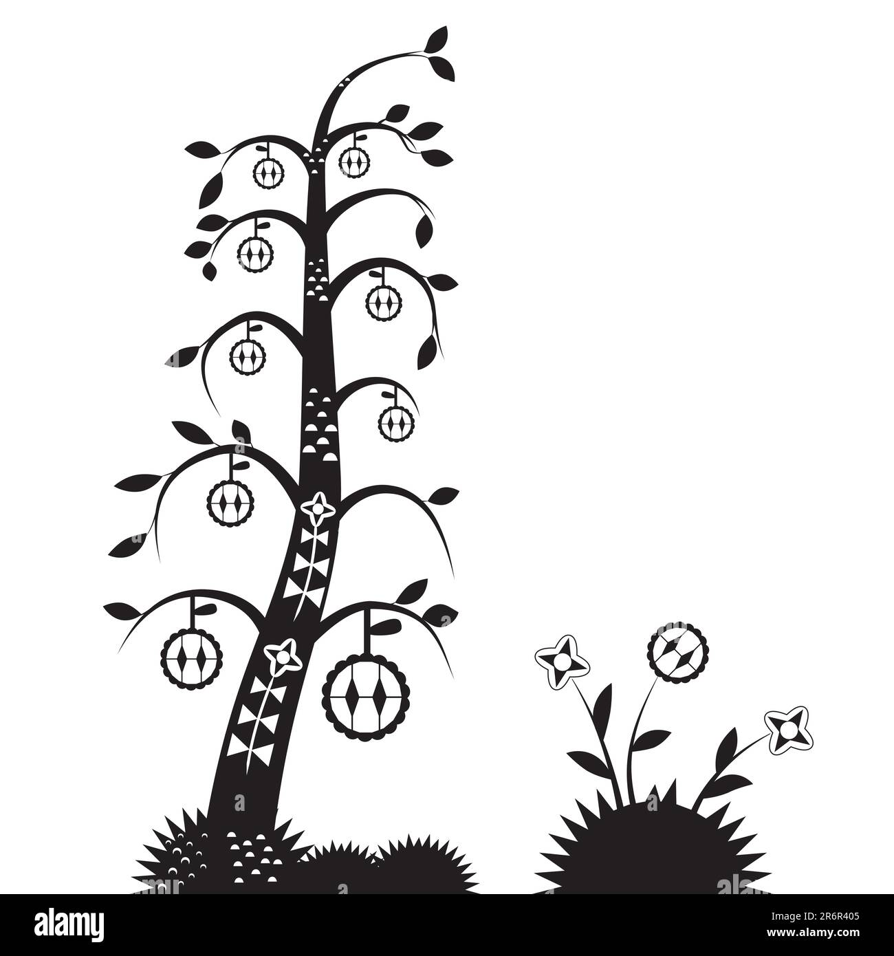 Stylized tree with leaves for design, illustration Stock Vector Image ...