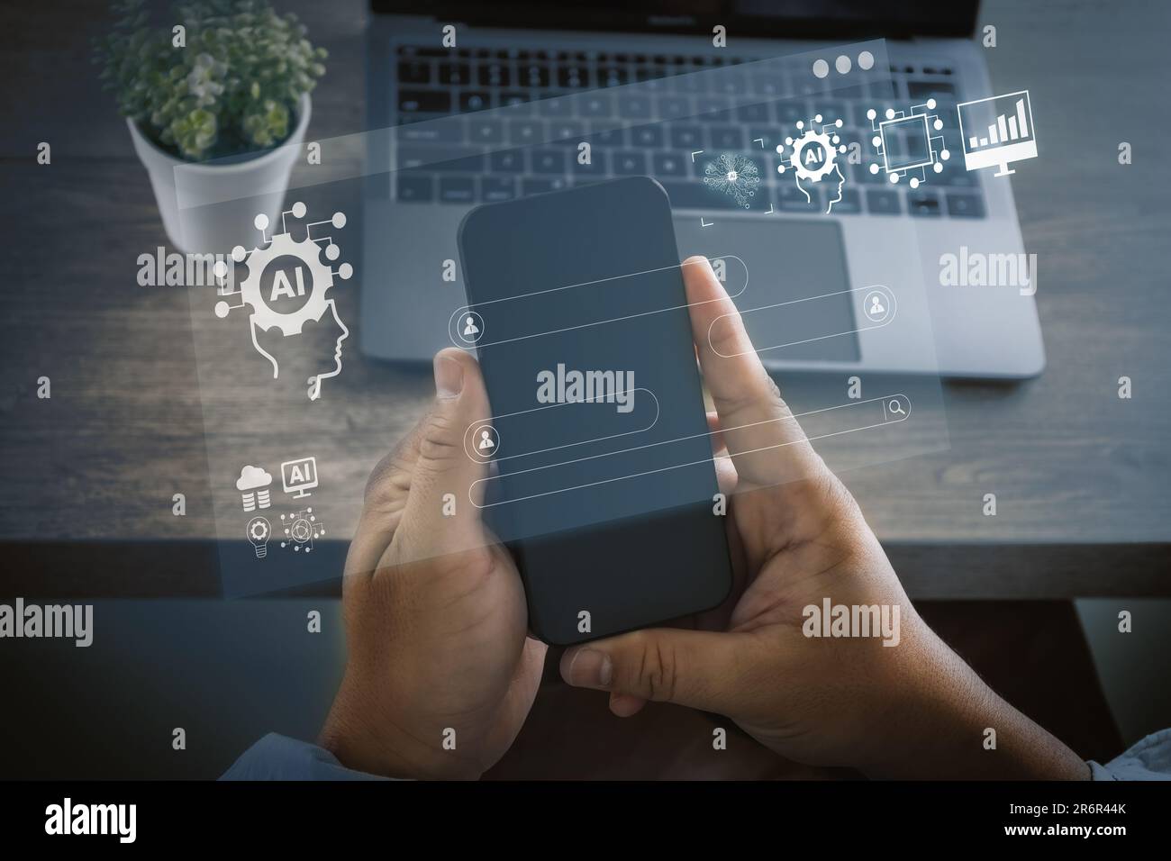 Business connection technology AI (artificial intelligence) learning Internet of Things (IoT ...