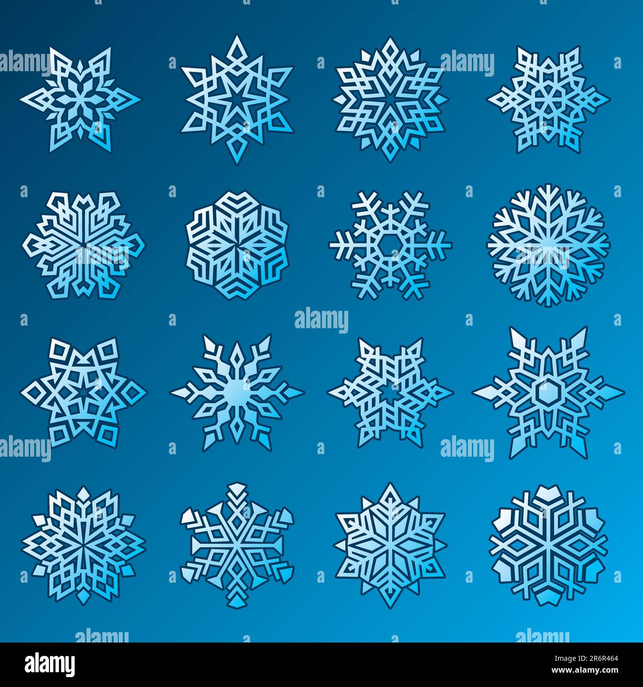 Set of Snowflakes Symbols on Blue Background. Vector illustration Stock ...