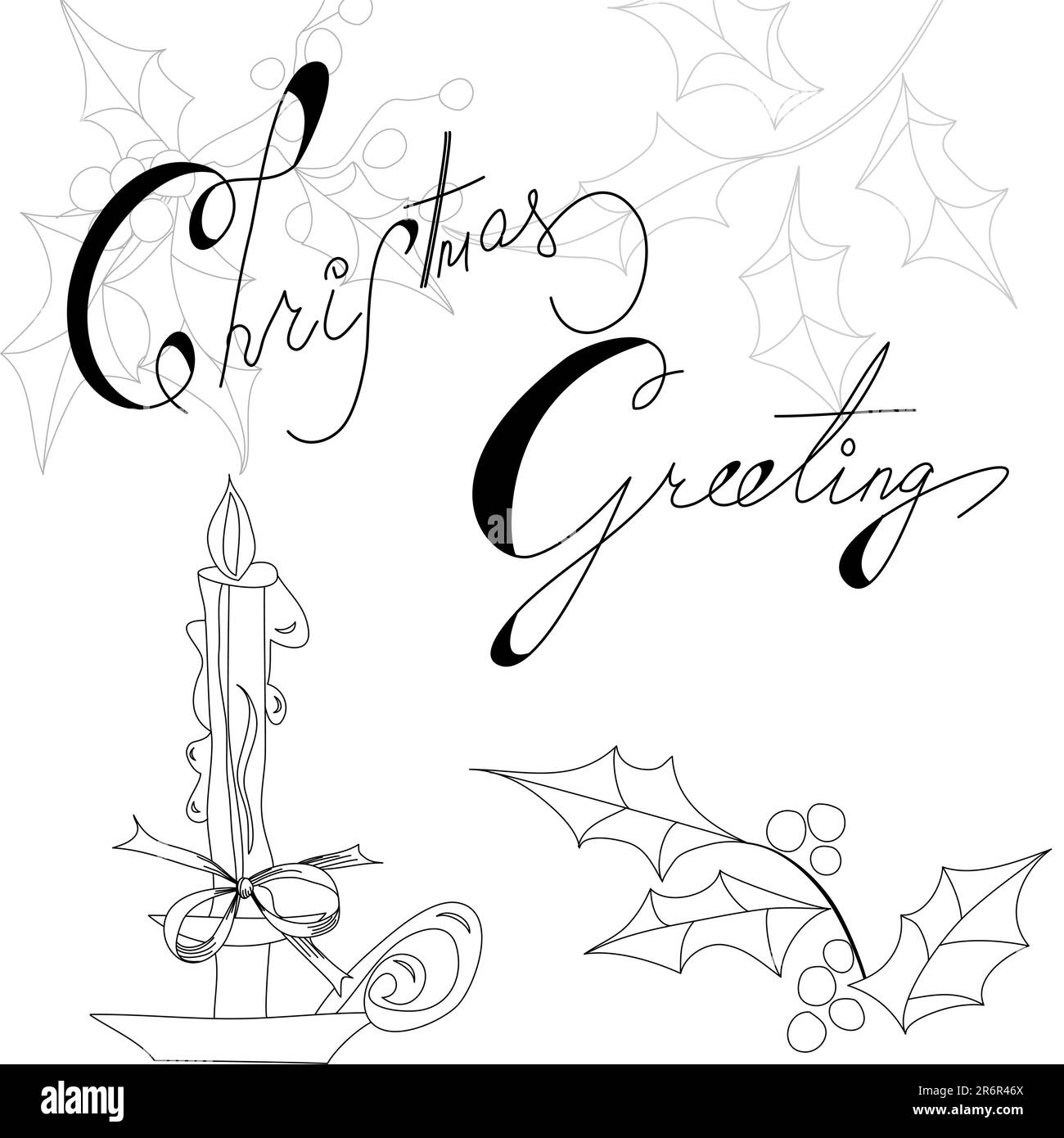 Monochrome template for Christmas card Stock Vector Image & Art - Alamy