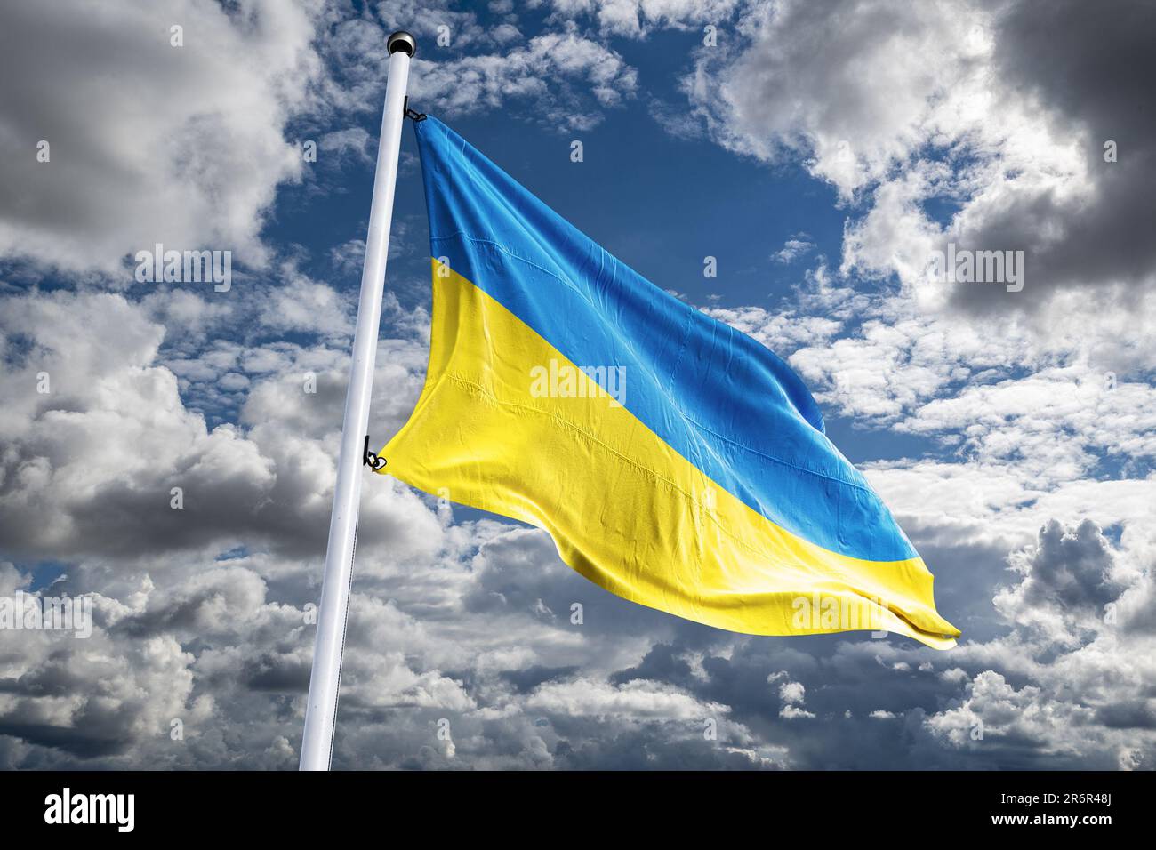 The flag of Ukraine is a banner of two equally sized horizontal bands ...