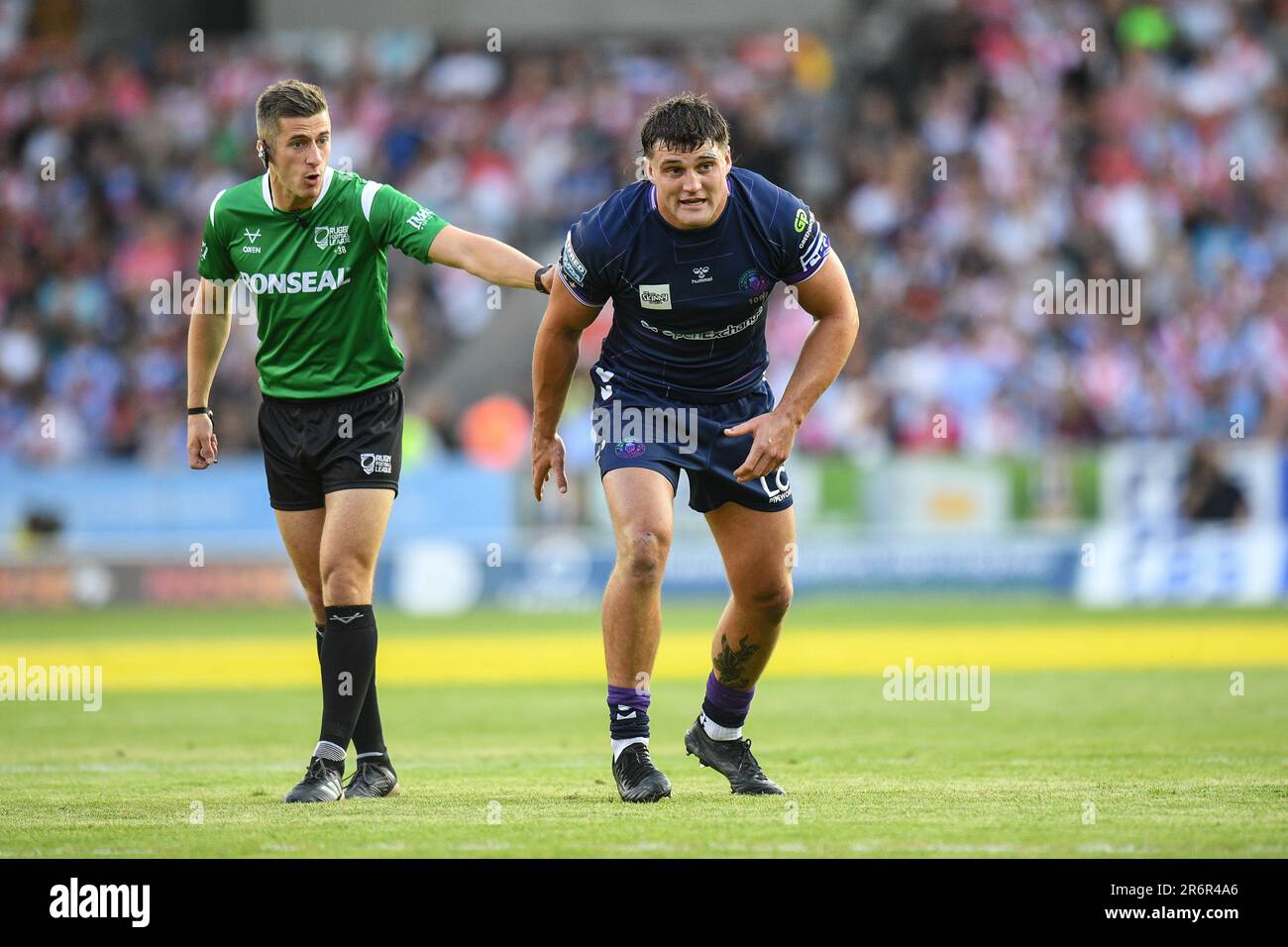 St. Helens, England - 9th June 2023 - Liam Byrne of Wigan Warriors ...