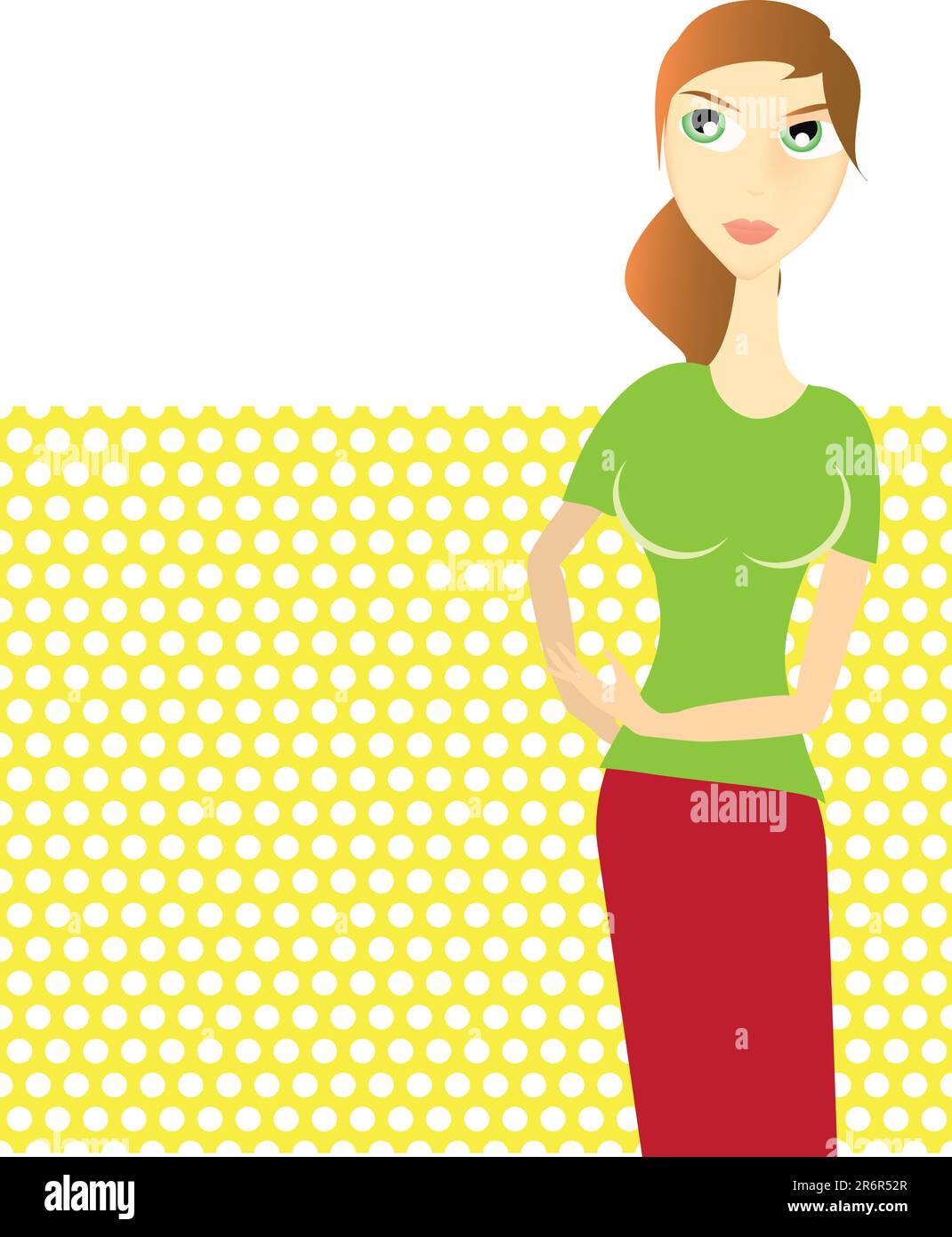 Vector editable beautiful young woman on the yellow background Stock ...