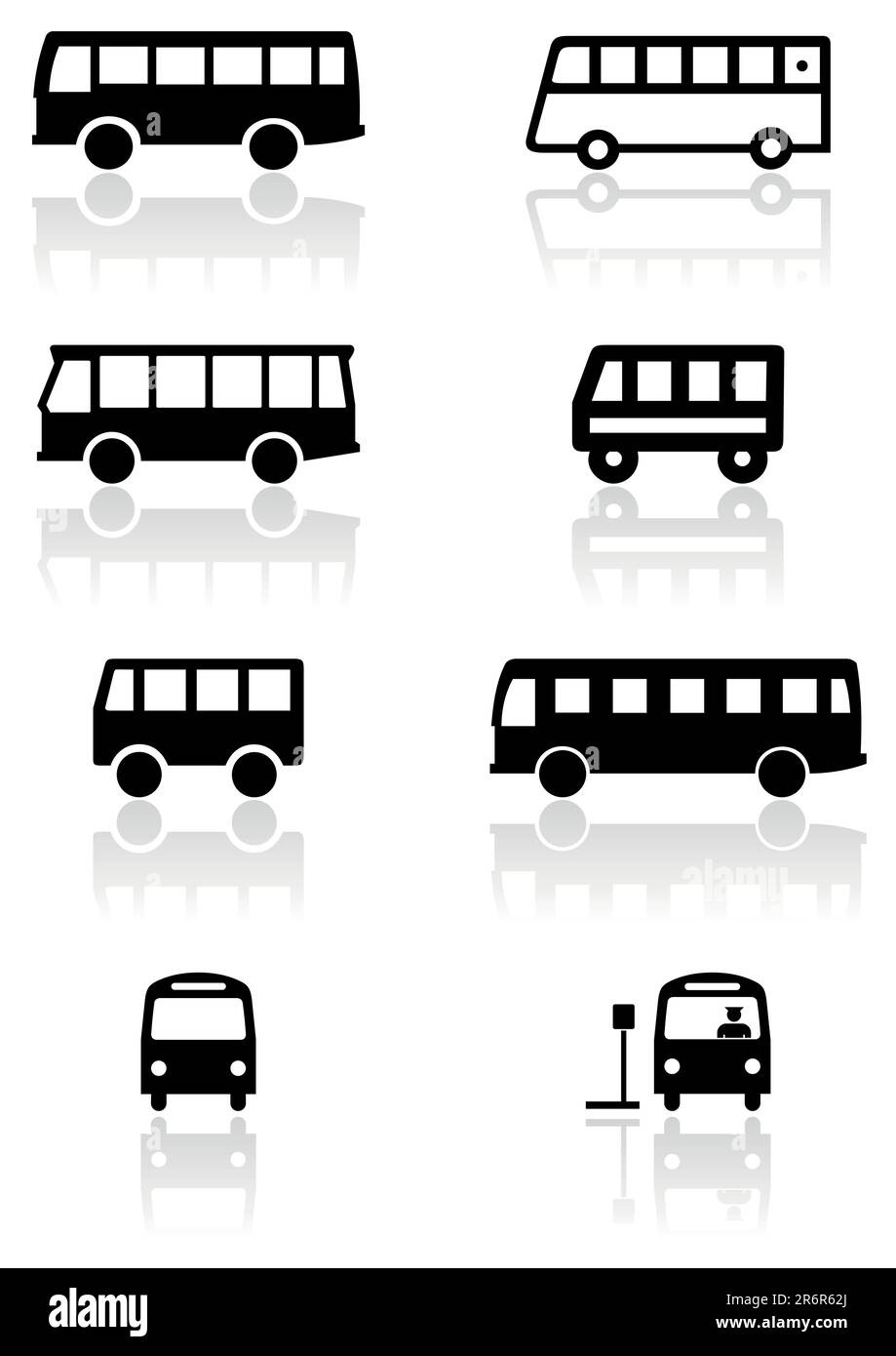 Vector set of different bus or van symbols. All vector objects are ...