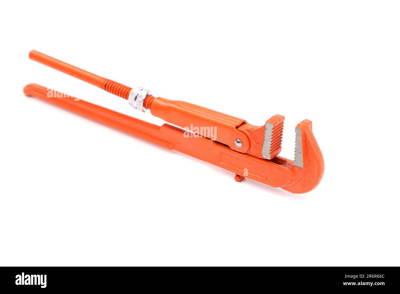 red pipe wrench. Isolated on white background Stock Photo - Alamy