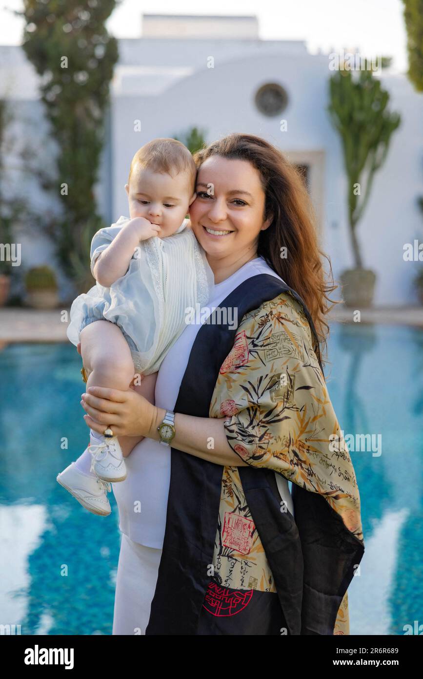 Exclusive - Princess Victoria Romanovna poses with her son Prince ...