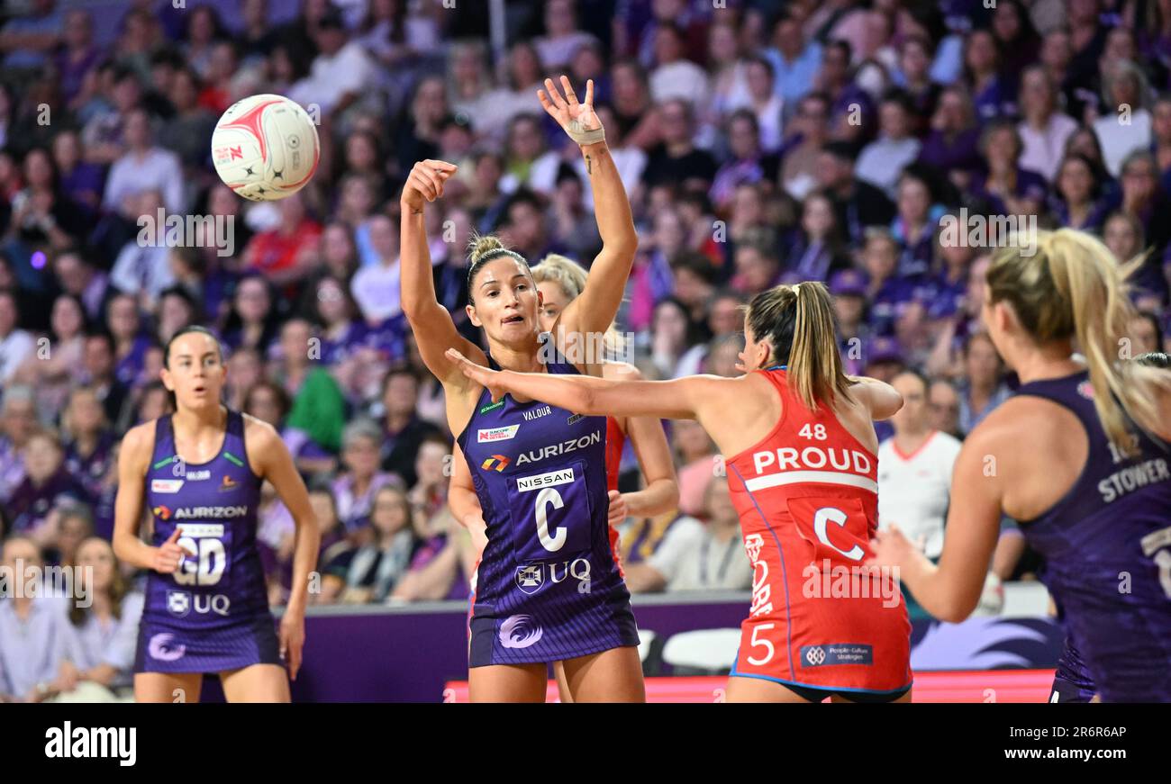 Brisbane, Australia. 11th June, 2023. Kim Ravaillion (centre) of the ...