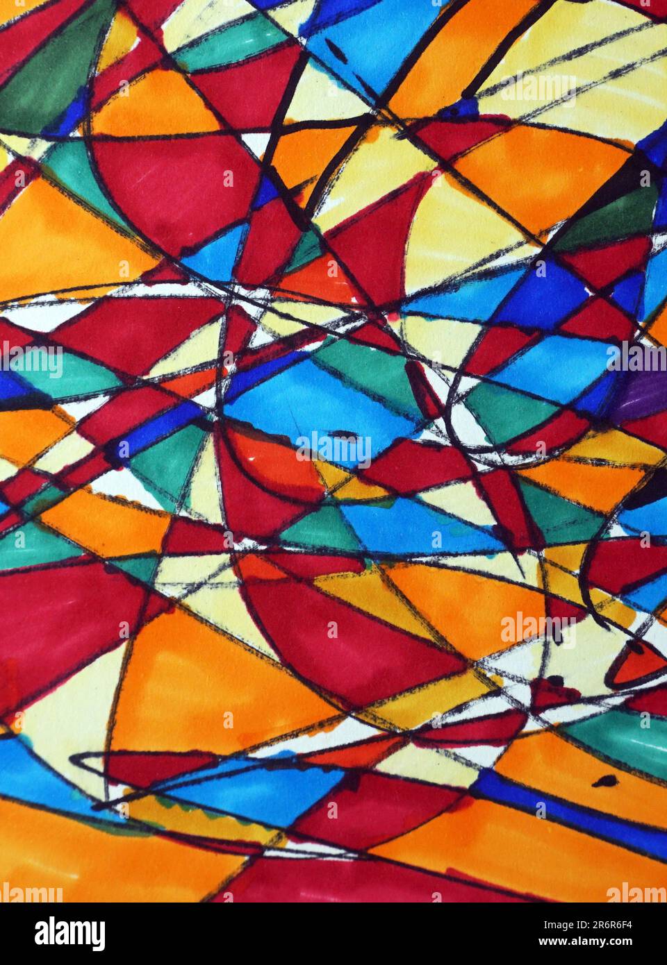 Art Drawing Abstract Copic marker Modern geometric shapes Stock Photo ...