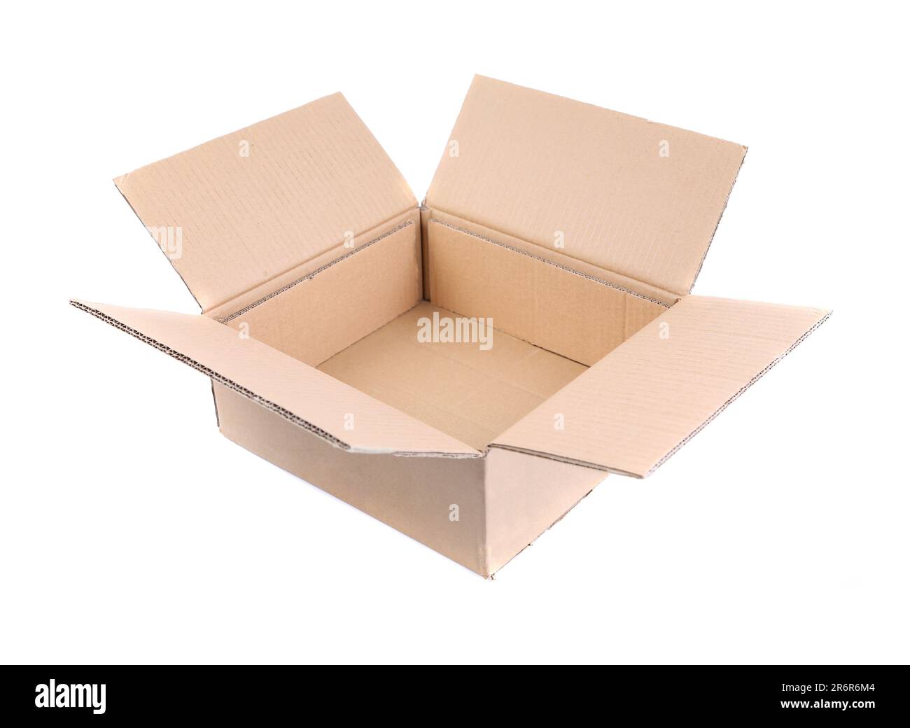 open corrugated cardboard box on white background Stock Photo - Alamy