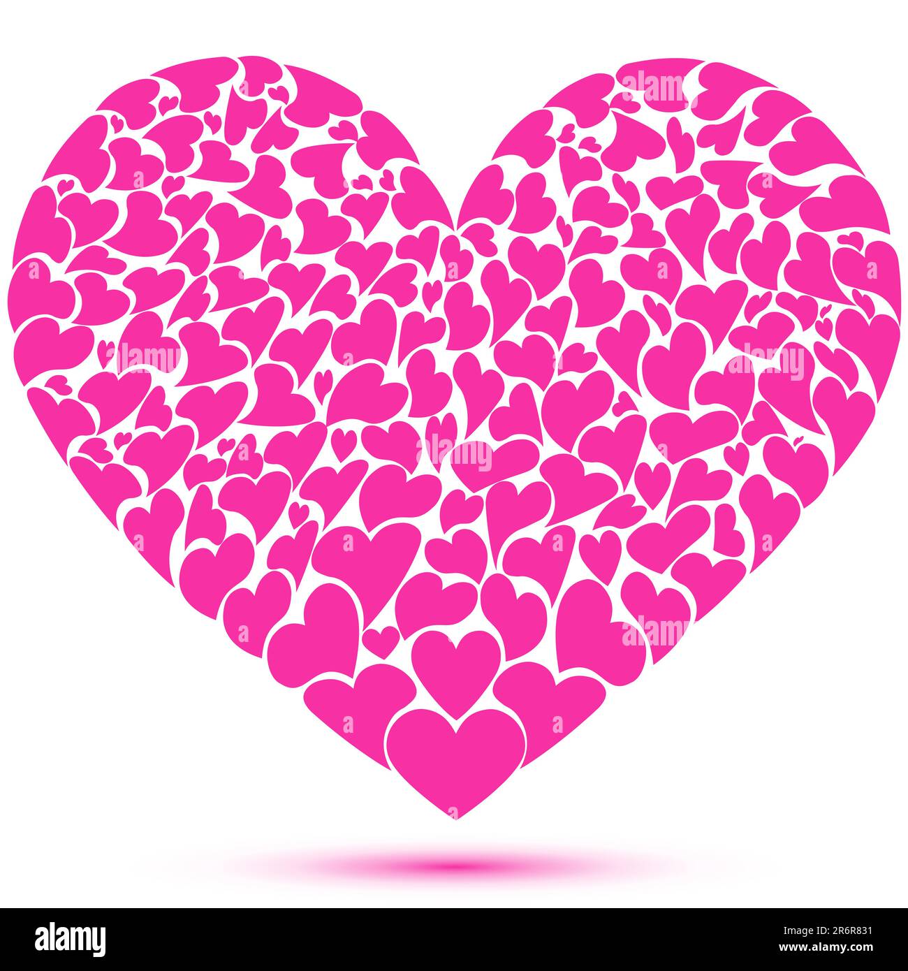 illustration of heart made of many hearts on white background Stock ...