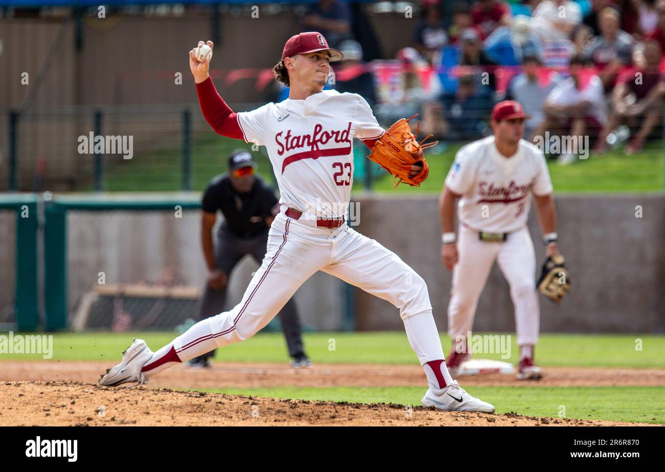 June 10 2023 Palo Alto CA U.S.A. Stanford starting pitcher Joey Dixon ...