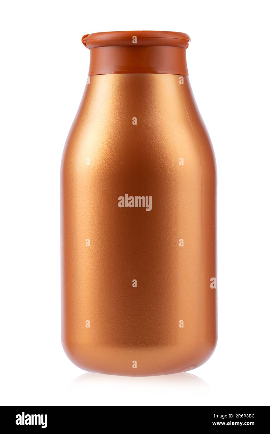 Brown plastic bottle for cosmetics. Isolated on white background. File ...