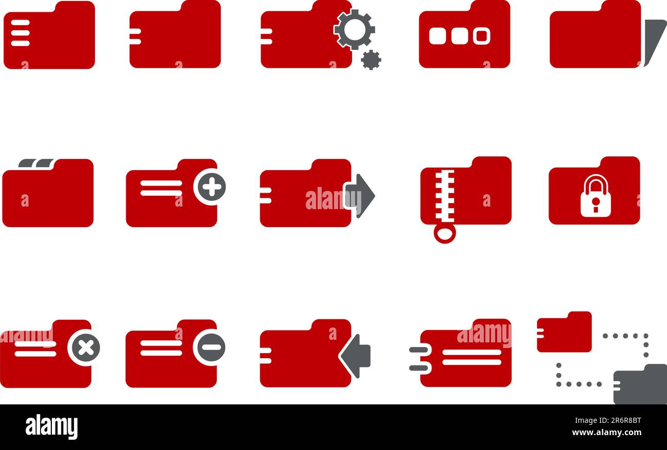 Vector icons pack - Red Series, folder collection Stock Vector Image ...
