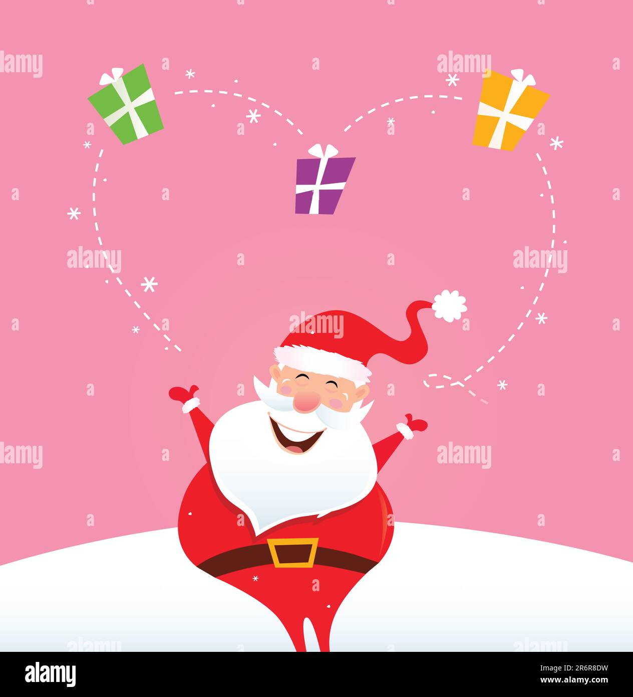 Cute Santa loving christmas gifts. Vector cartoon illustration Stock ...