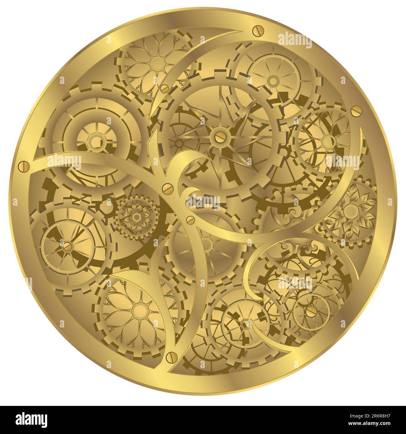 Difficult clockwork of gold colour on white background Stock Vector ...