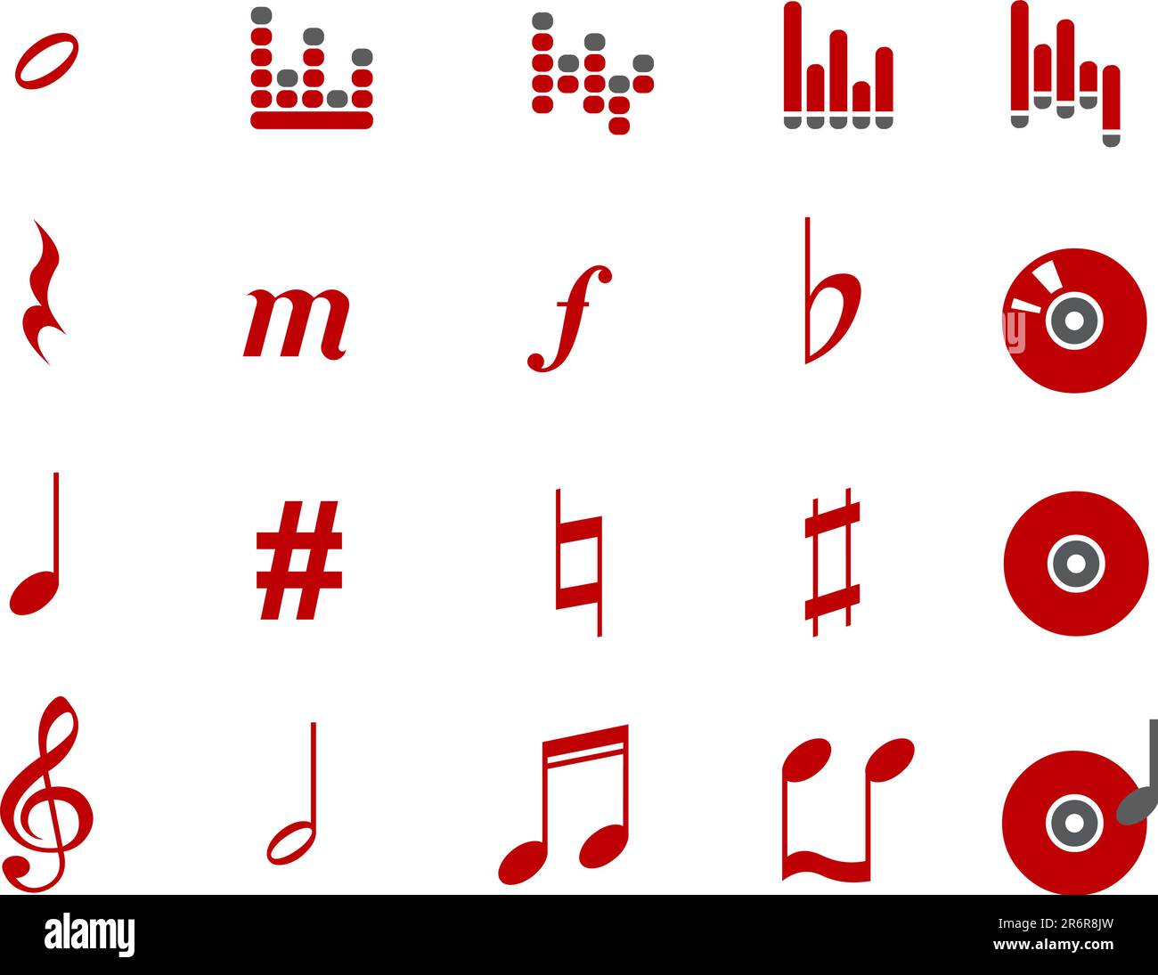 Vector icons pack - Red Series, music collection Stock Vector Image ...
