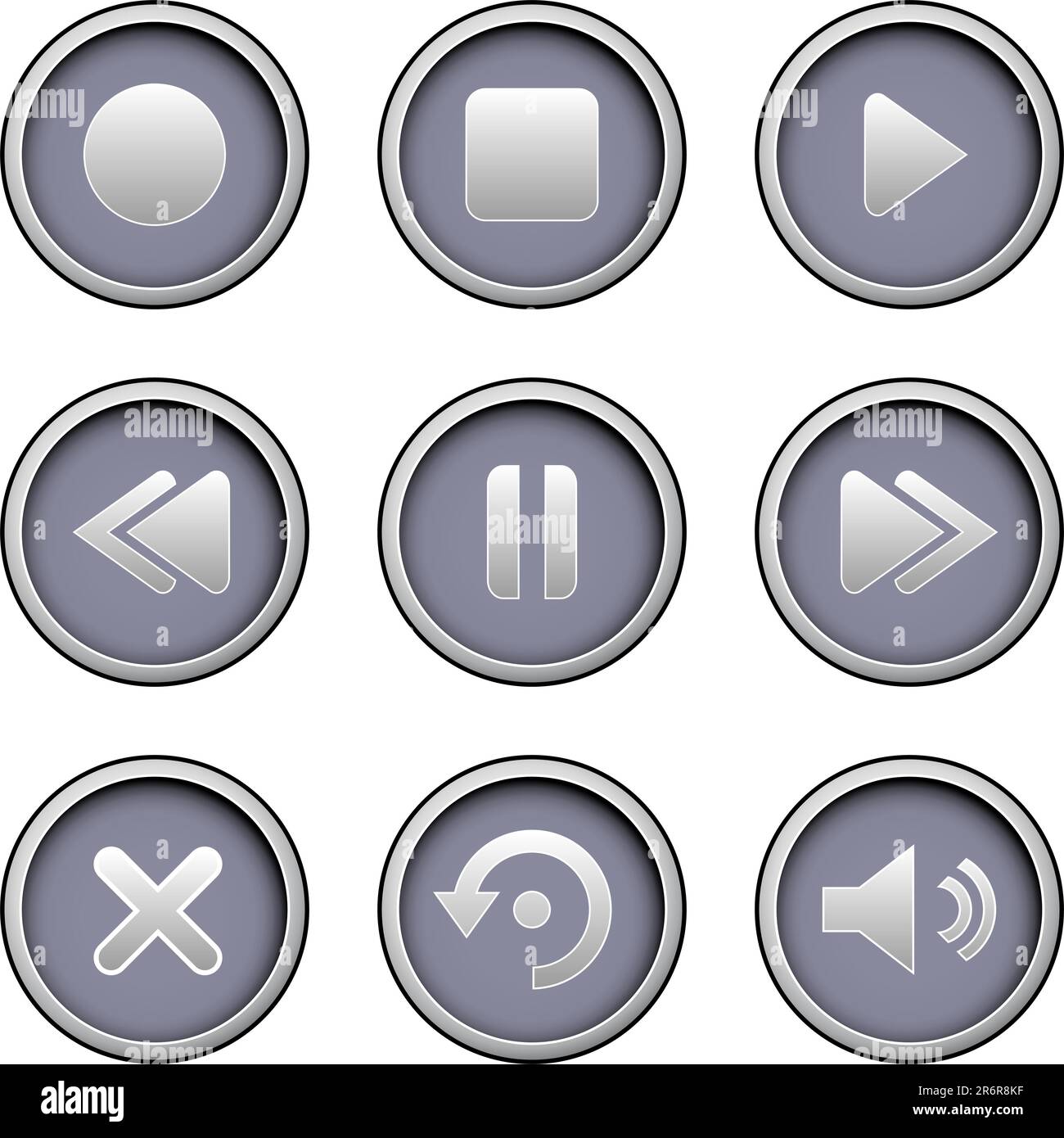 Media player icons on modern vector button set Stock Vector Image & Art - Alamy