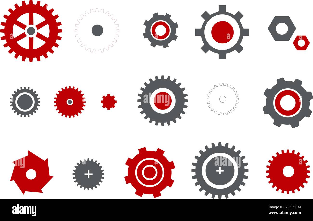 Vector icons pack - Red Series, gear collection Stock Vector Image ...