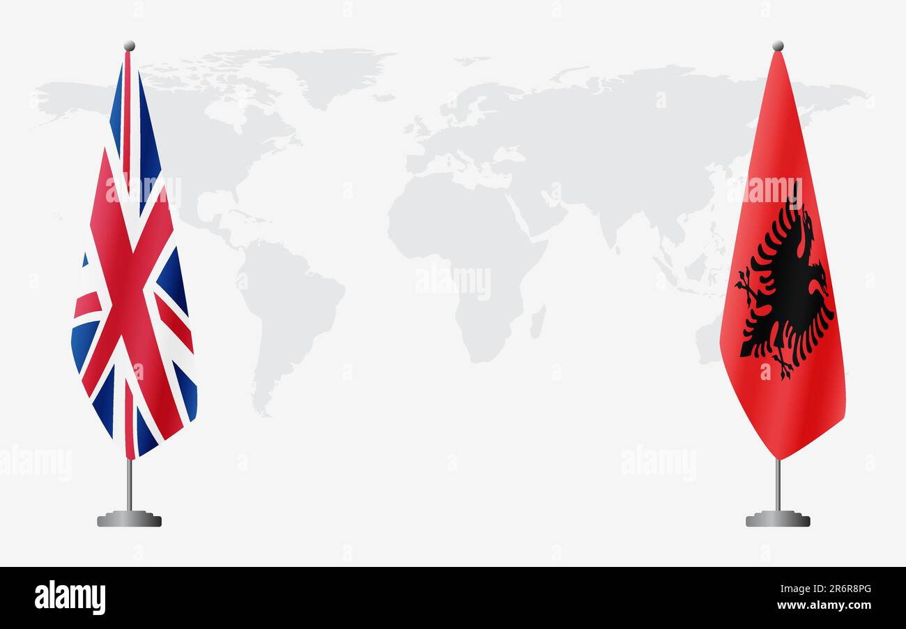 United Kingdom and Albania flags for official meeting against ...