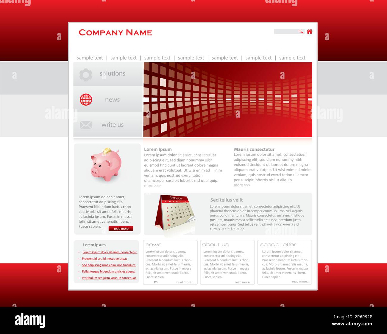 Red website template in editable vector format Stock Vector Image & Art ...