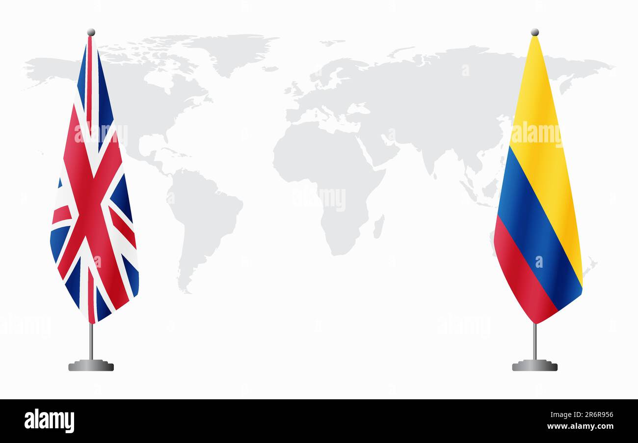 United Kingdom and Colombia flags for official meeting against ...