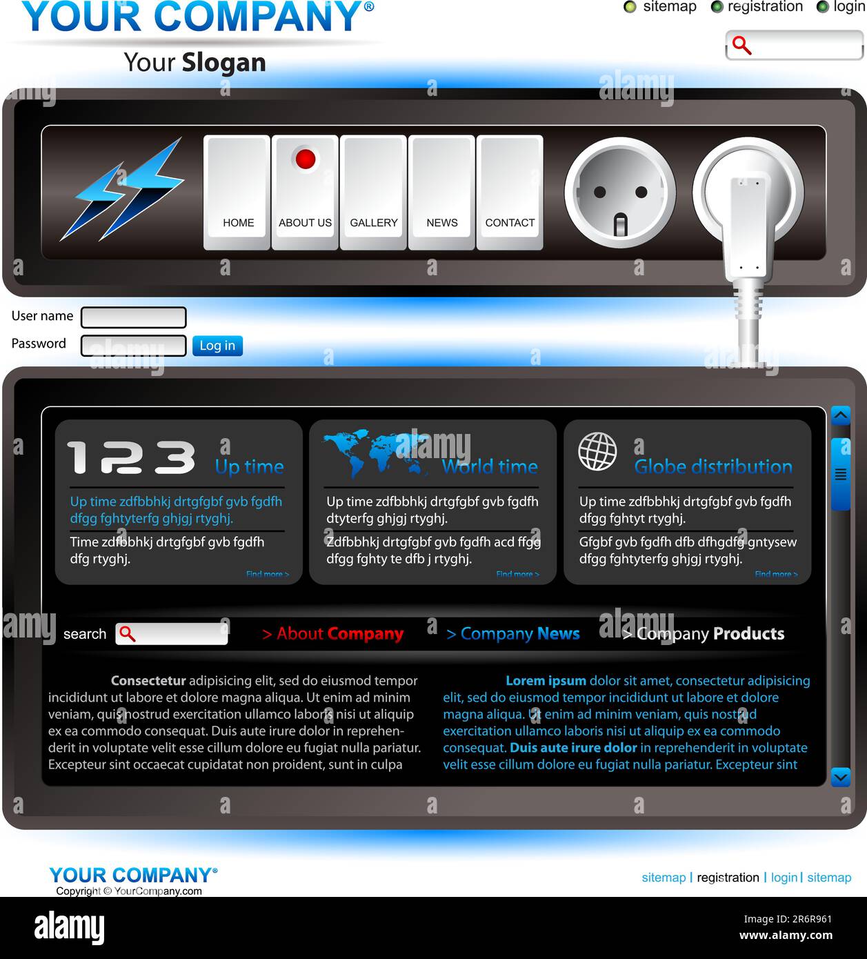 Vector editable electric website template Stock Vector Image & Art - Alamy