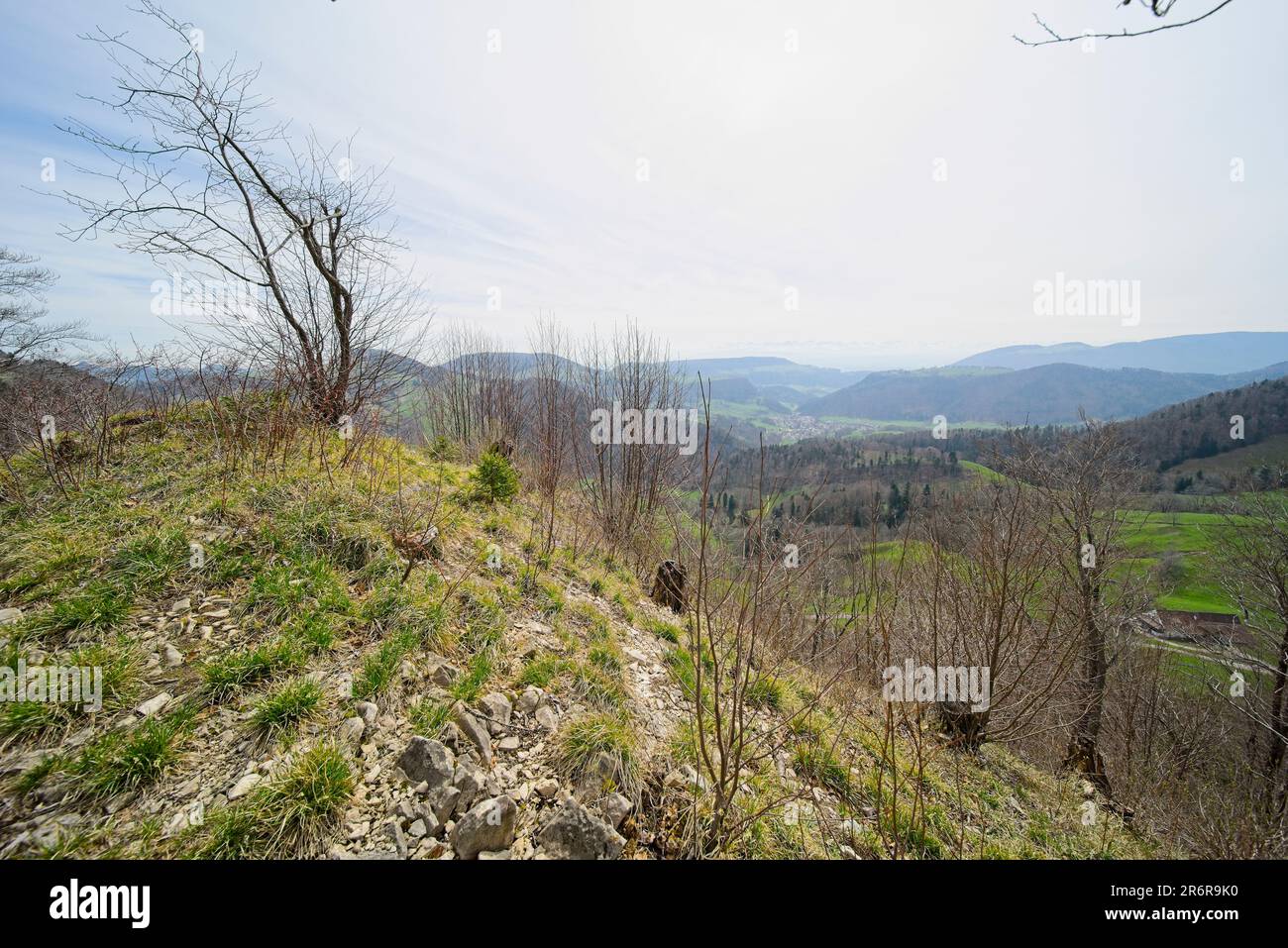 ridge hike on the vogelberg in the canton of solothurn in switzerland ...
