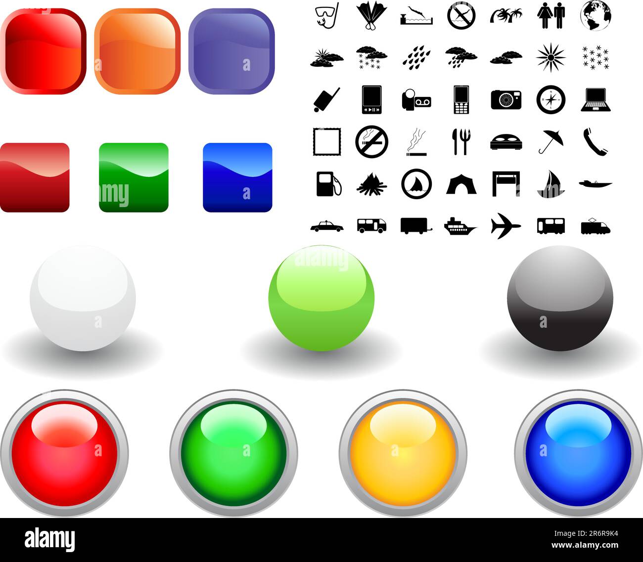 Collection of different icons for using in web design Stock Vector ...