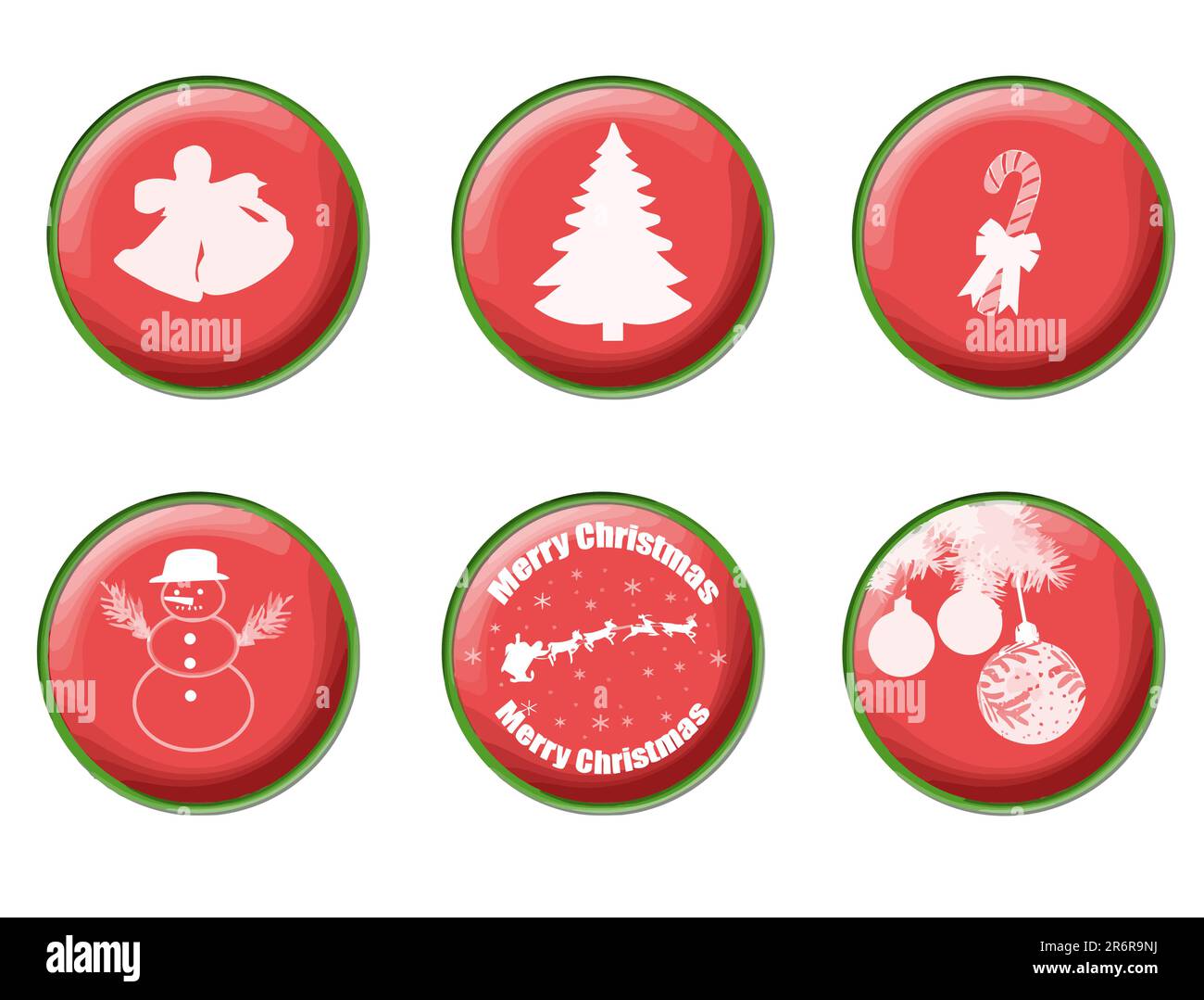 Set of various red Christmas buttons, vector illustration Stock Vector ...