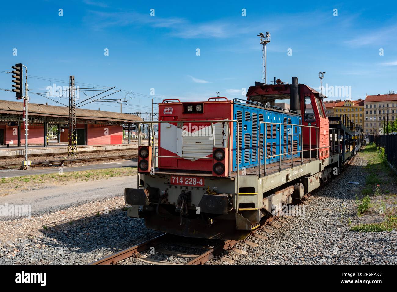 Czech diesel class 714 freight locomotive standing at the edge of ...