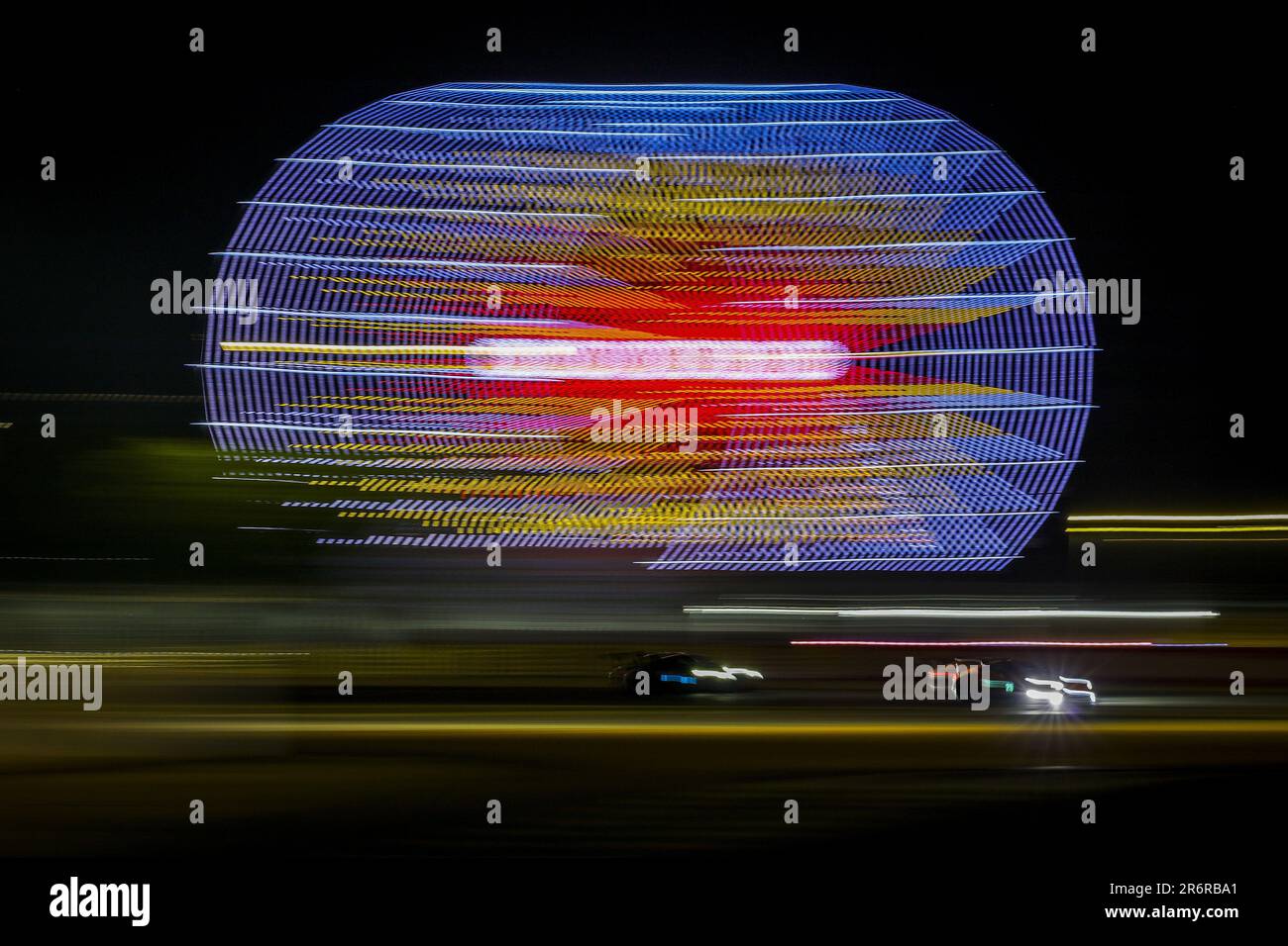 Illustration, night, lights, during the 24 Hours of Le Mans 2023 on the ...