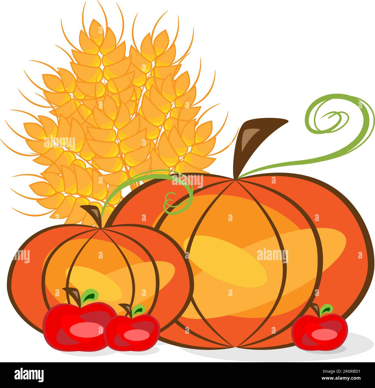 Vector picture of thanksgiving background with pumpkins, crop, apple ...