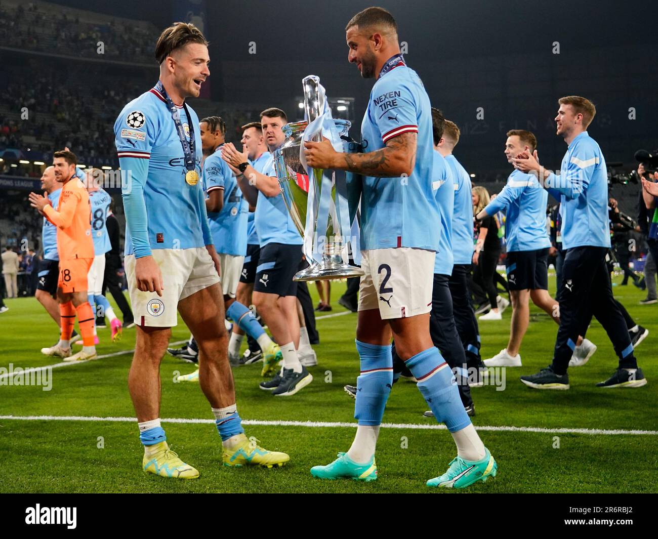 Istanbul, Spain. 10th June, 2023. Kyle Walker and Jack Grealish of ...