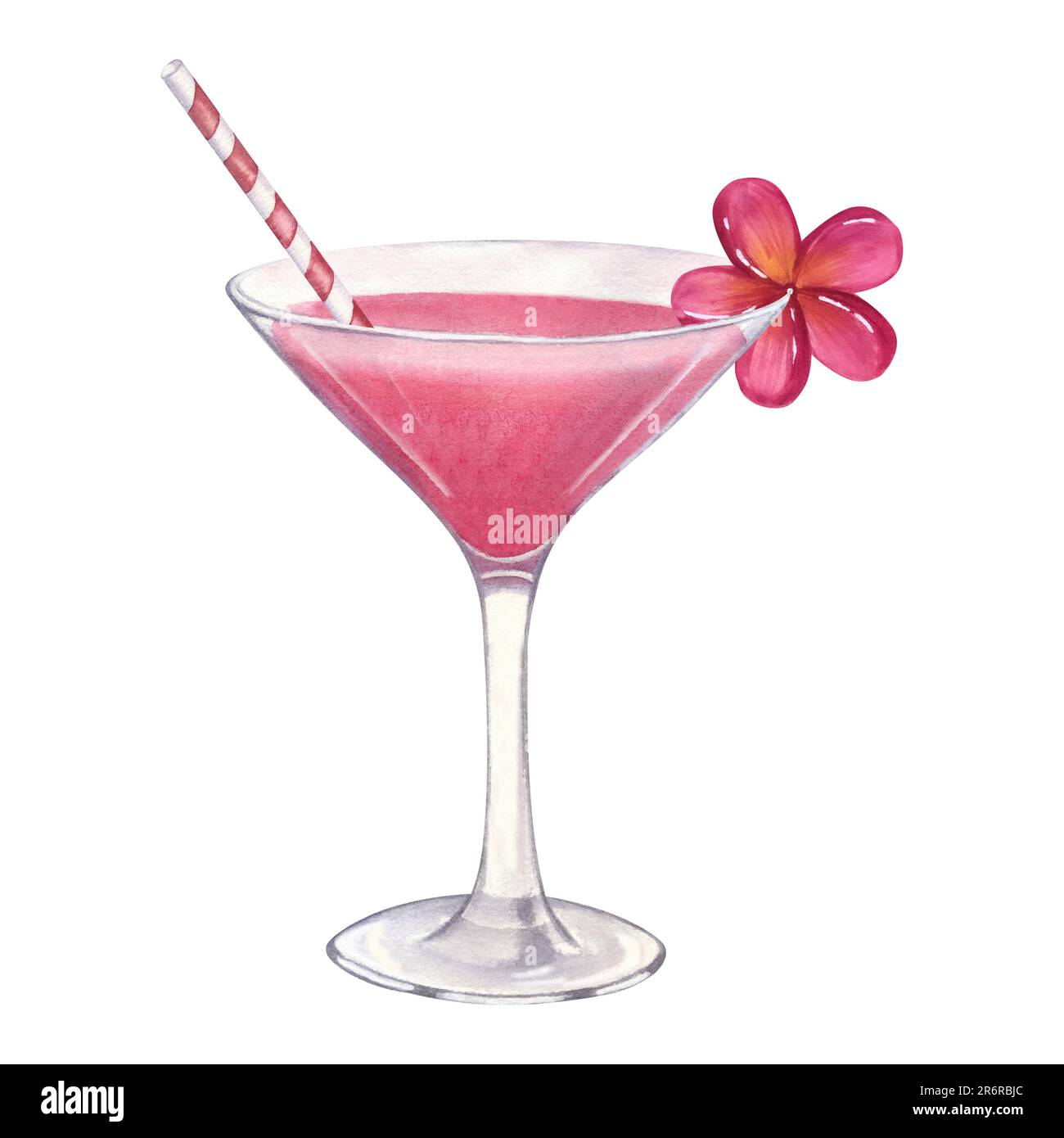 Cocktail glass fresh juicy pink or alcoholic Cosmopolitan. Plumeria ...